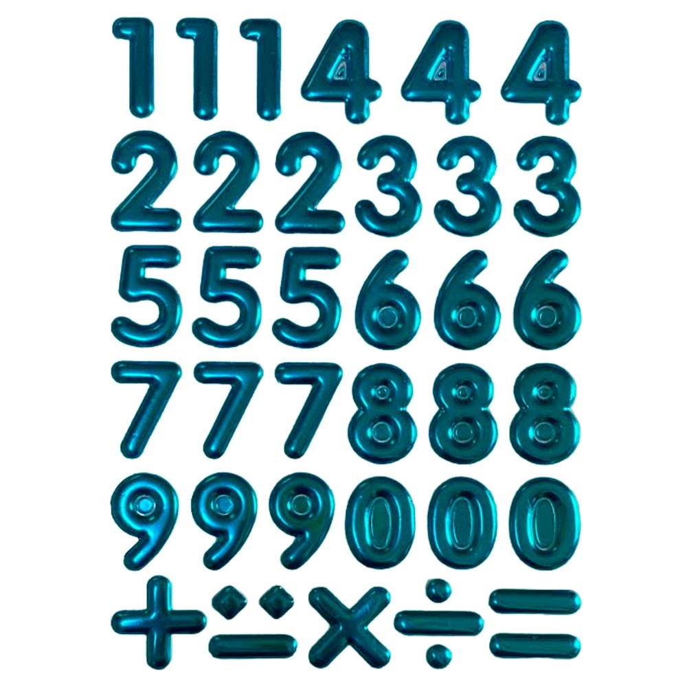 Adesivo 3D - Números Metalizados - Azul | Loja do Papel Scrapbook