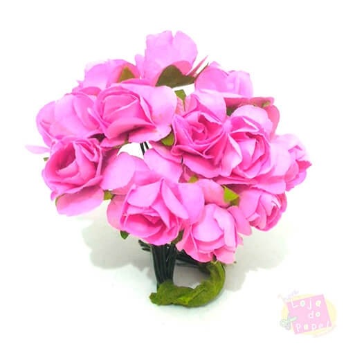 Flores Artesanais - Mini Rosa - Rosa Claro 10mm