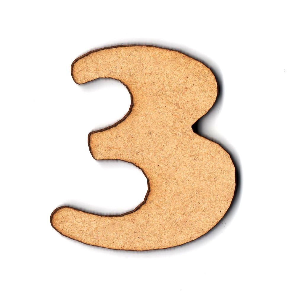 Aplique MDF - Número 3 4cm