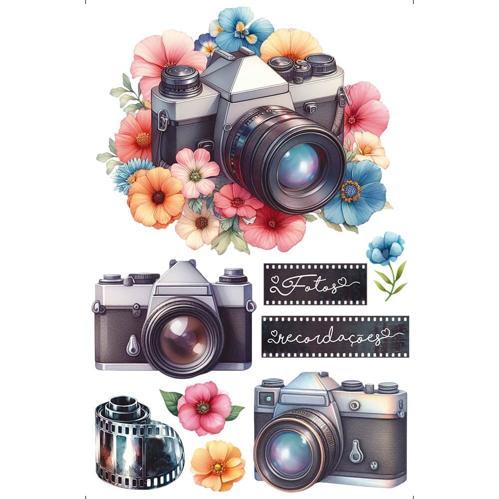 Transfer de Imagem - Litoarte - Máquina Fotográfica Com Flores | Loja ...